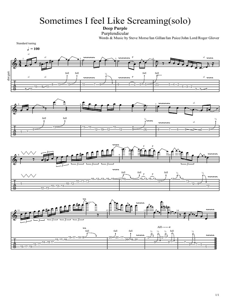 Deep Purple - Sometimes I Feel Like Screaming (Solo) | PDF | British ...