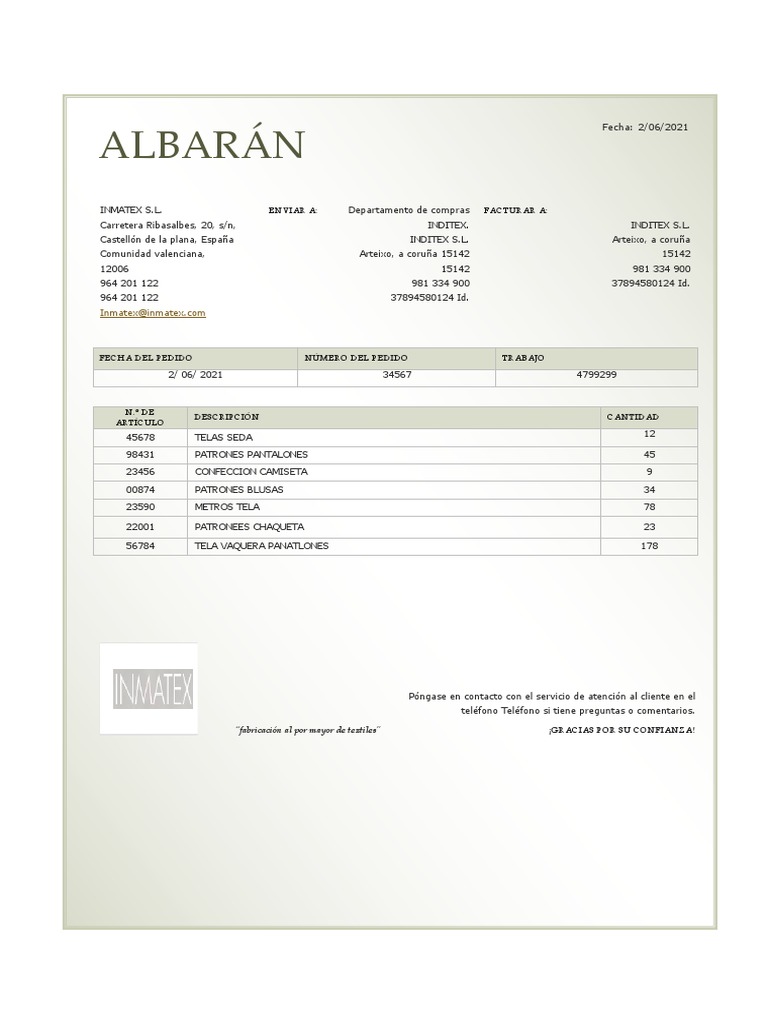 Albarán de Inmatex Castellón | PDF | Moda