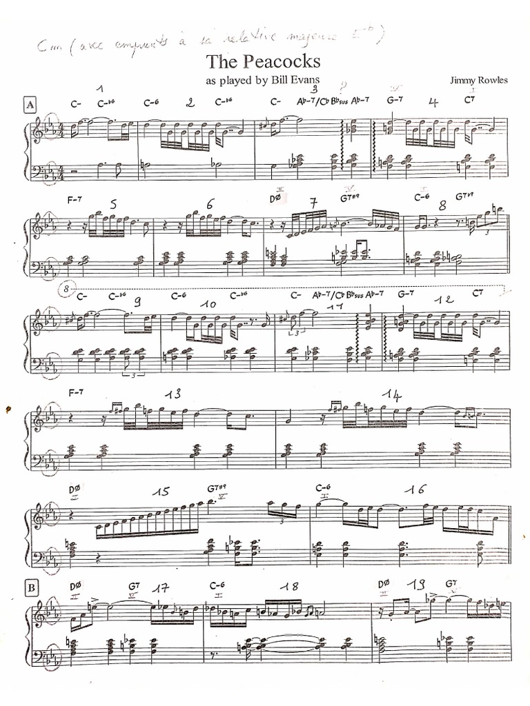 The Peacocks Partition Piano Bill Evans | PDF