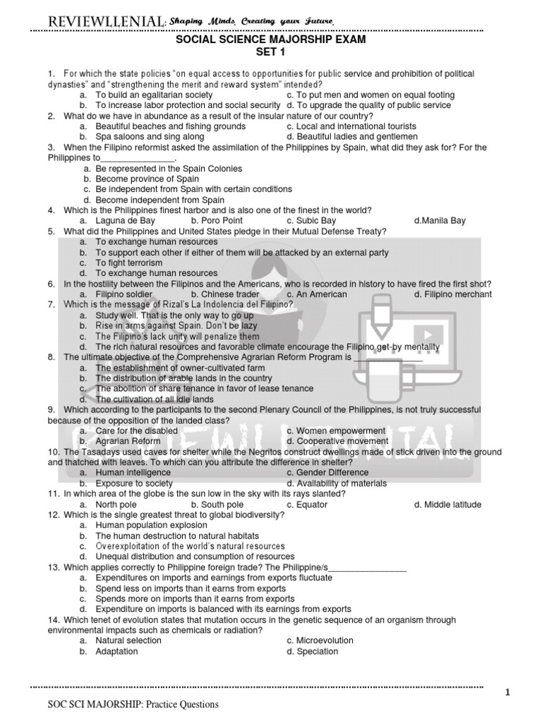 Social Science Majorship Practice Questions | PDF | Elasticity ...