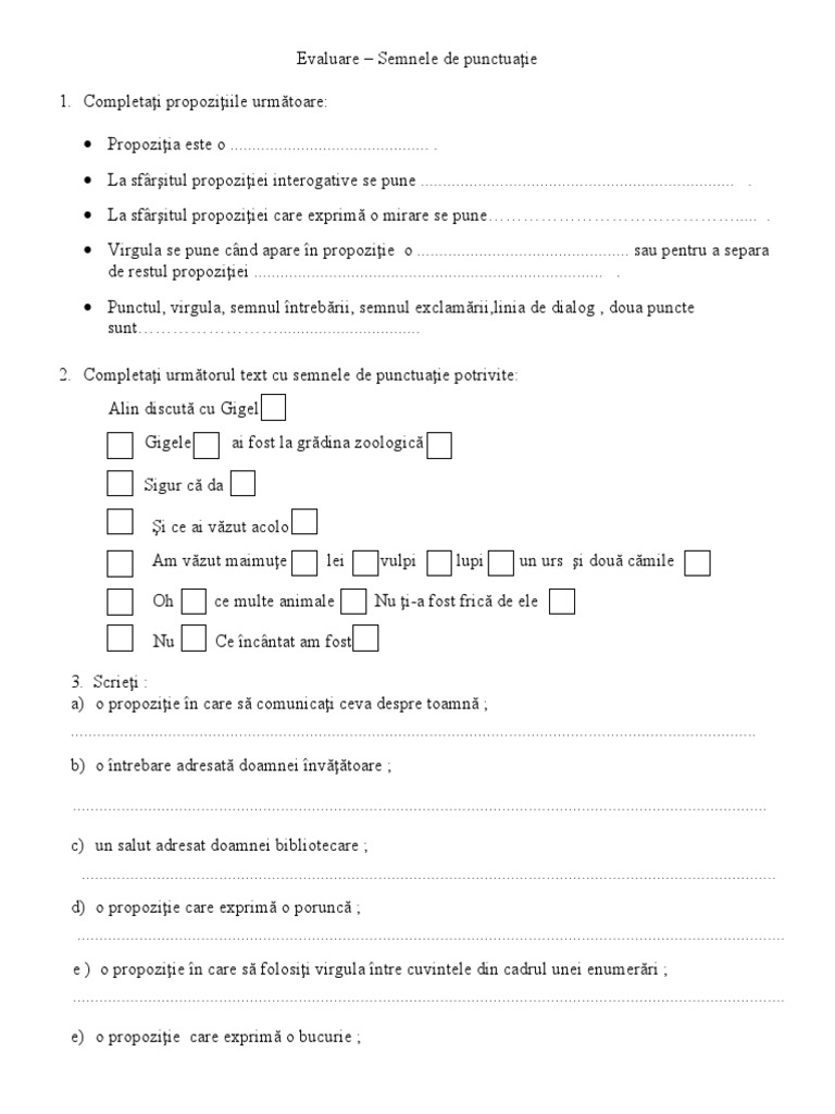 EVALUARE Semne Punctuatie | PDF