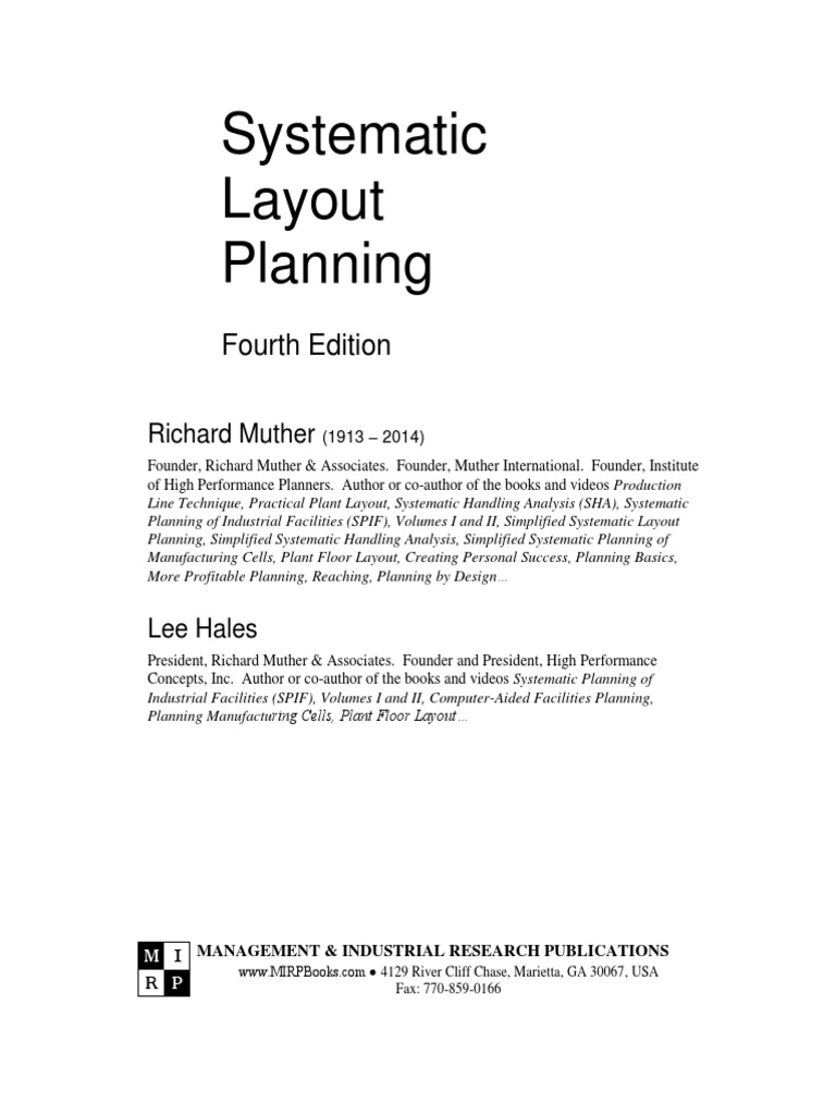 Fdocuments - in - Systematic Layout Planning Mirp Systematic Layout ...