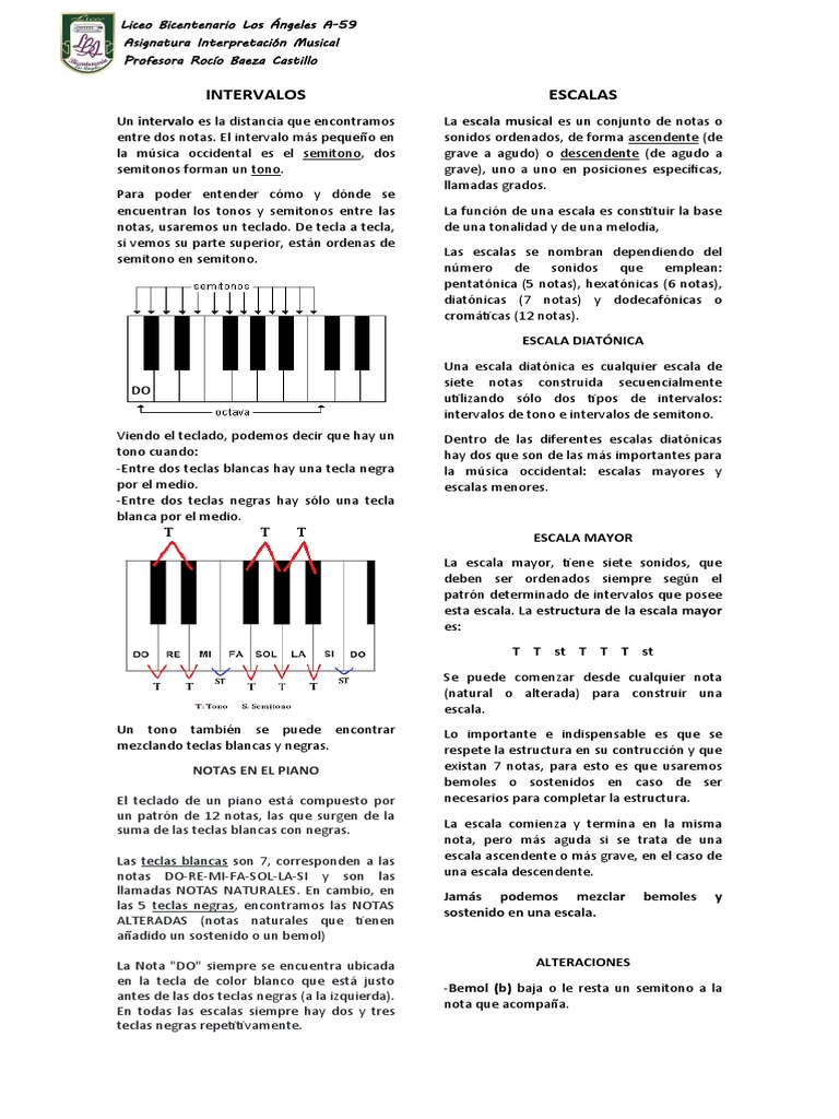 Ejemplos de Escala Diatónica y Intervalos | PDF | Escala (música ...