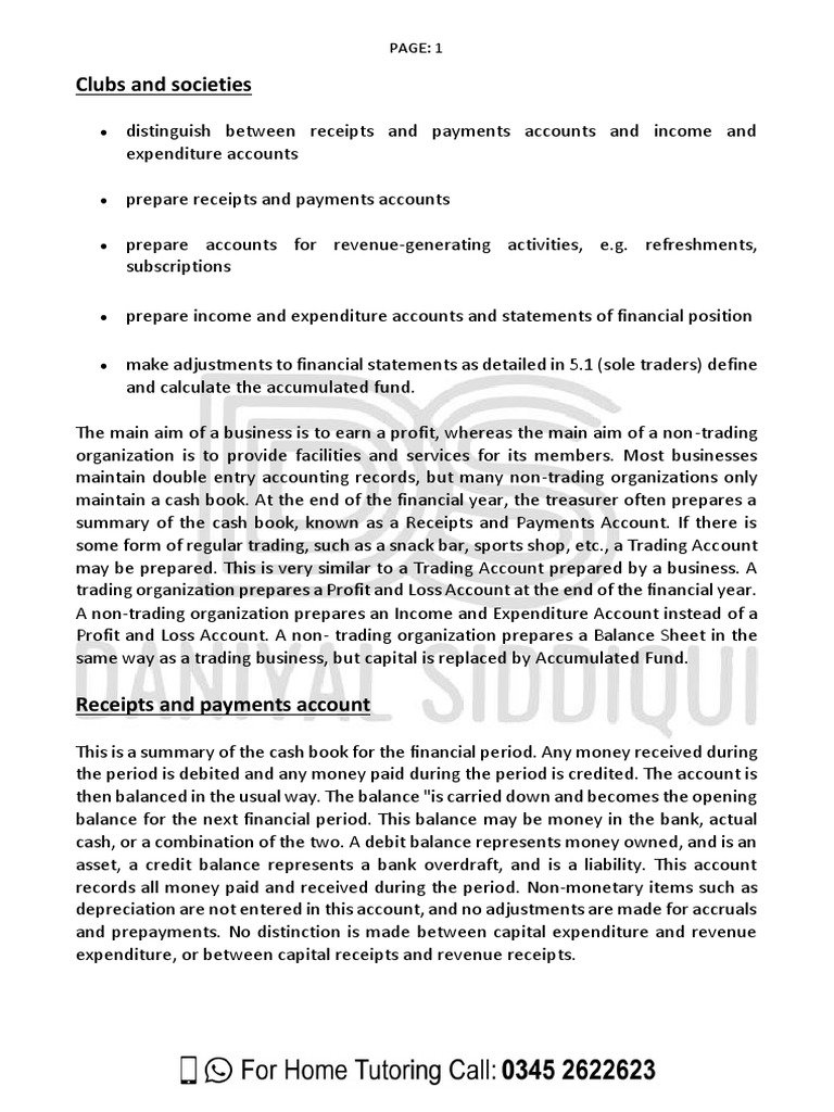 Accounting for Clubs and Societies | PDF | Expense | Debits And Credits