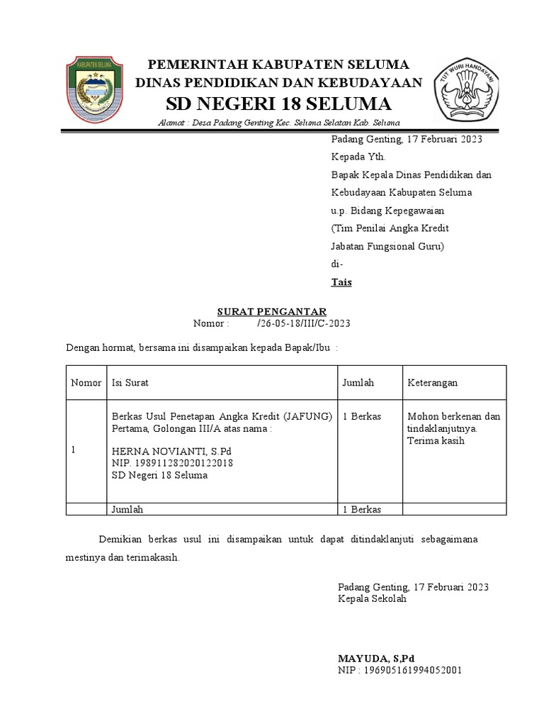 Surat Pengantar Jafung | PDF