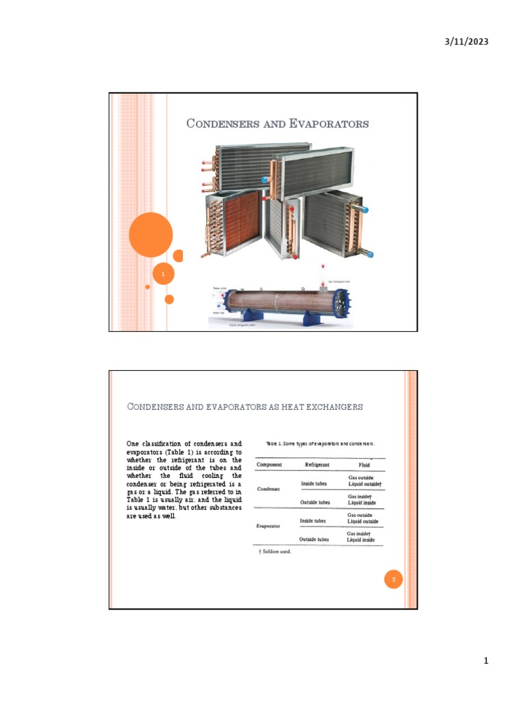 Condensers and Evaporators Overview | PDF | Heat Exchanger | Heat Transfer
