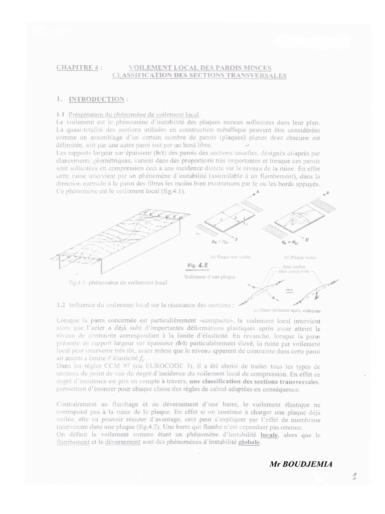 Chapitre 4 (Cours S5 et S6) - Voilement Local des parois minces | PDF