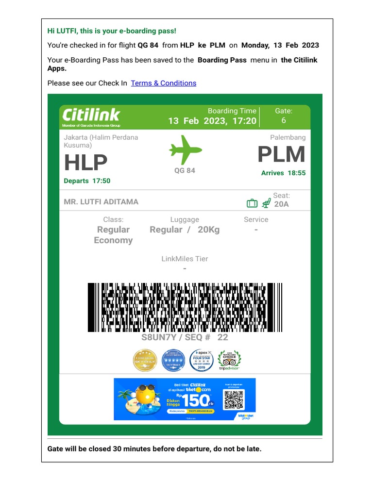 Check in Citilink PDF | PDF