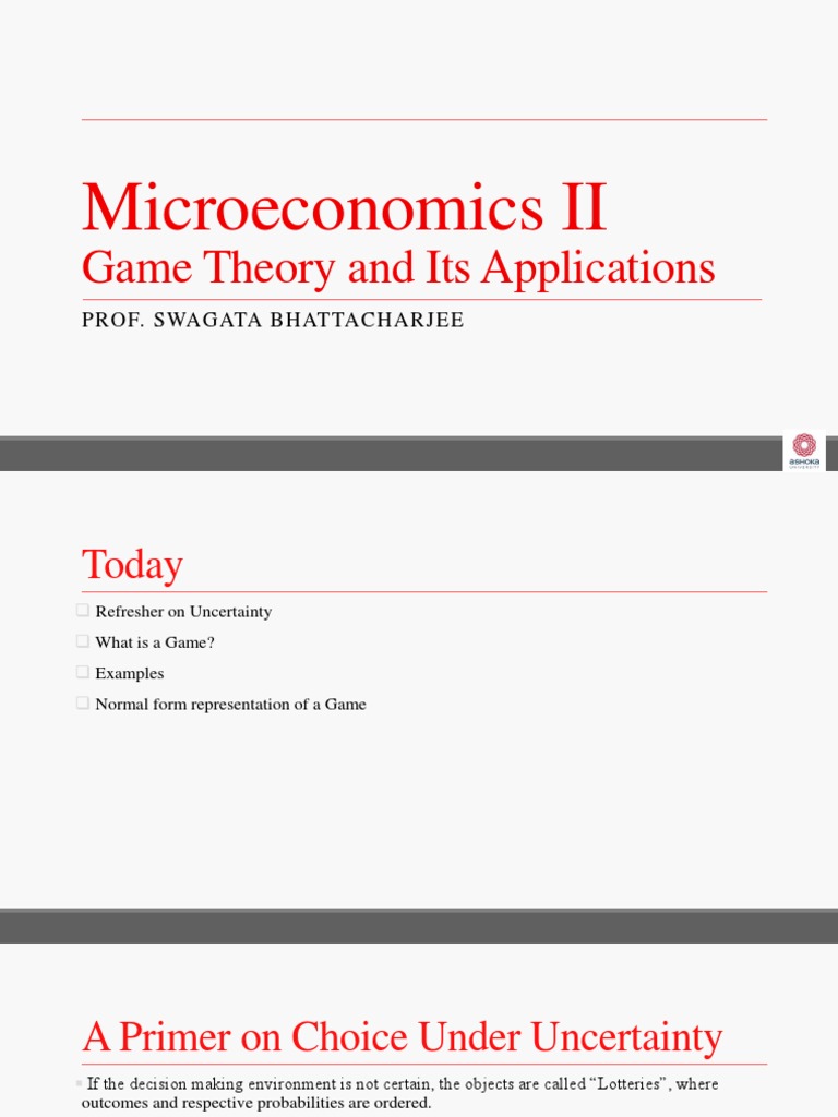 Microeconomics II: Game Theory and Its Applications | PDF | Utility | Game Theory