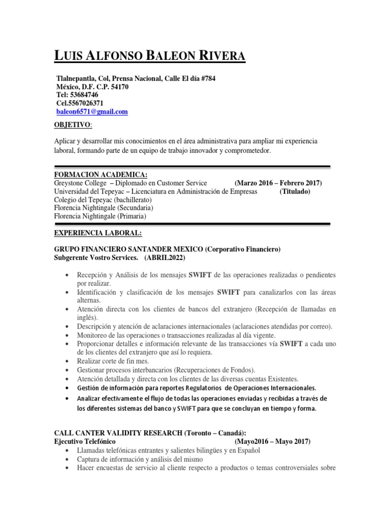 Cv-Luis Baleon Rivera-00 PDF | PDF | Informática | Software