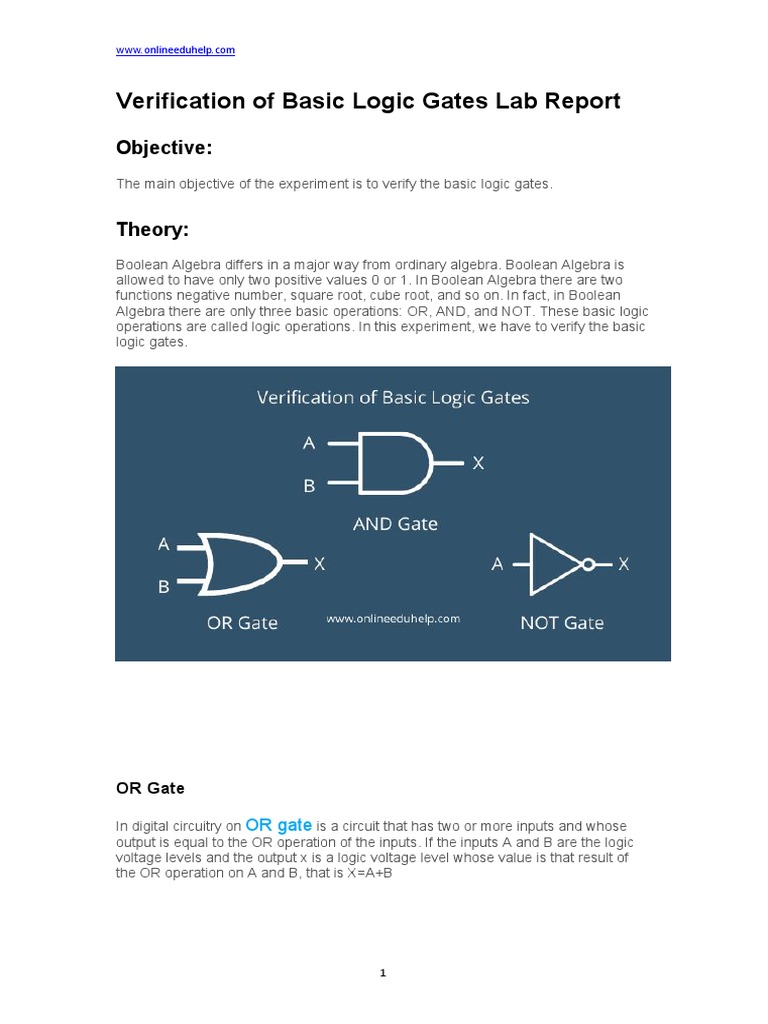 Logic Gates Verification Lab Report | PDF | Logic Gate | Teaching ...