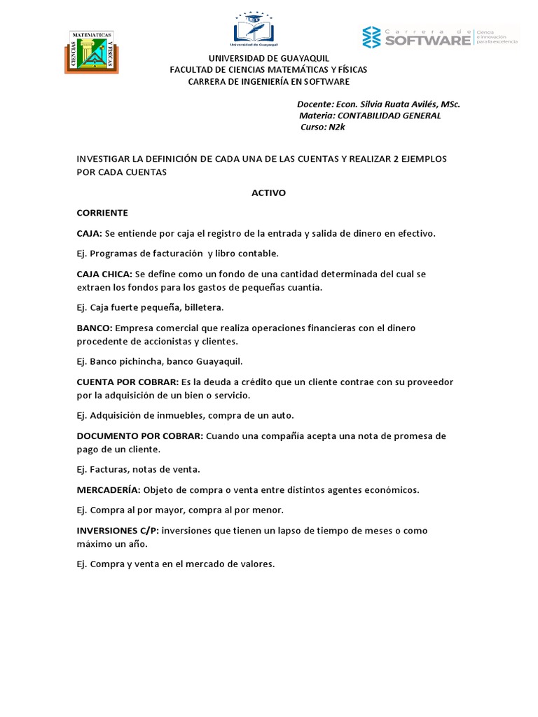 Definición y Ejemplos de Cuentas Contables | PDF | Contabilidad | Salario