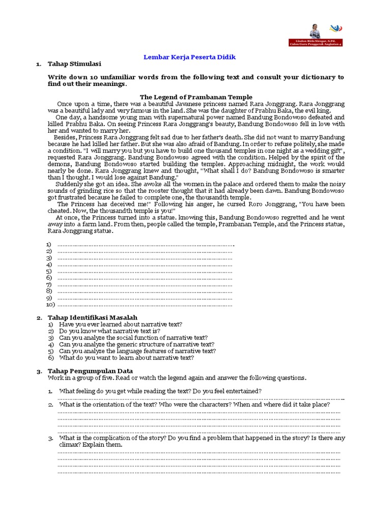 LKPD Narrative Text | PDF | Java