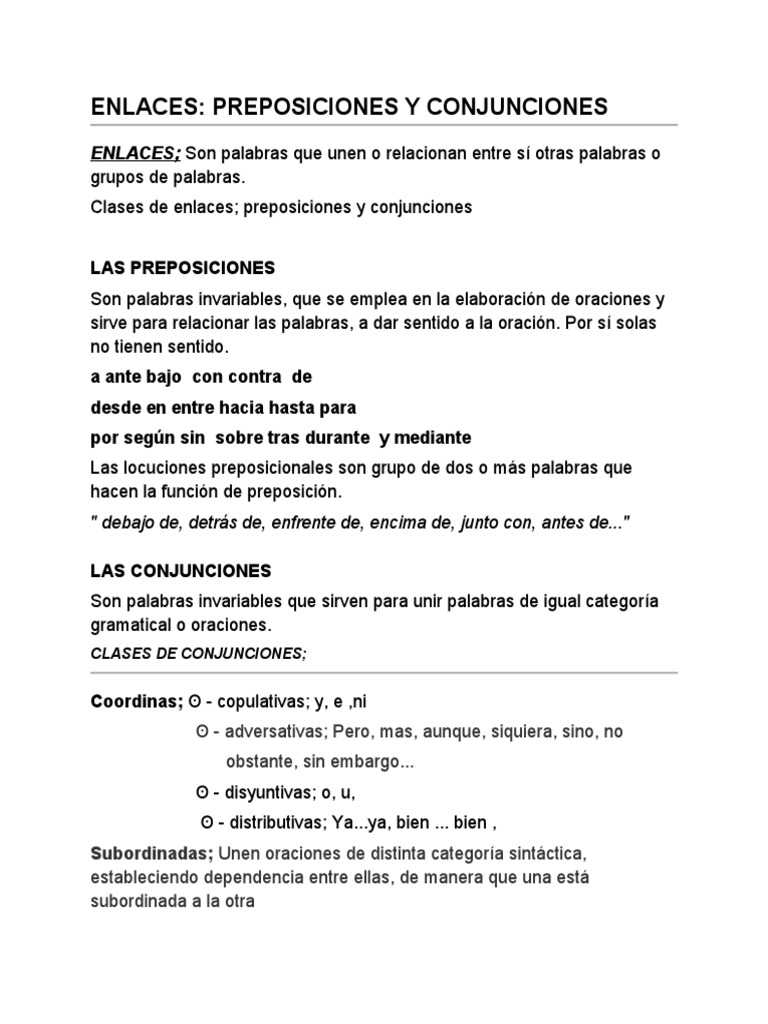 Preposiciones, Conjunciones e Interjecciones PDF | PDF