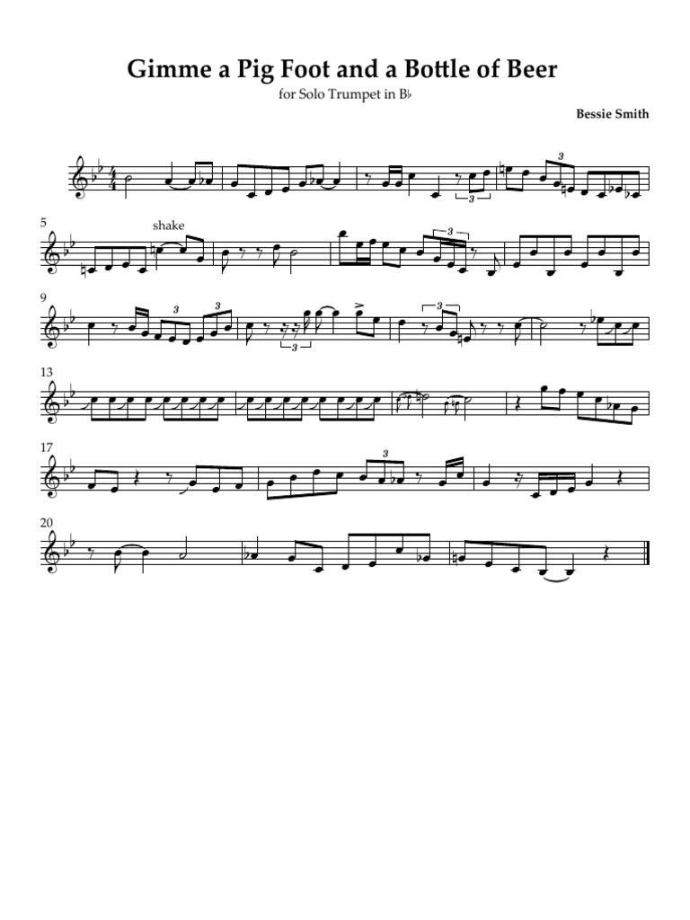 Gimme A Pig Foot and A Bottle of Beer - Trumpet Solo | PDF