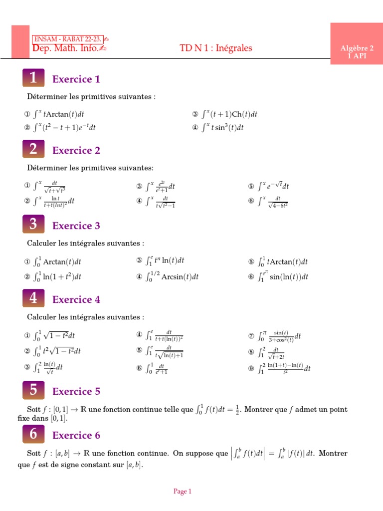 Intégrales et Primitives en Mathématiques | PDF | Analyse mathématique ...