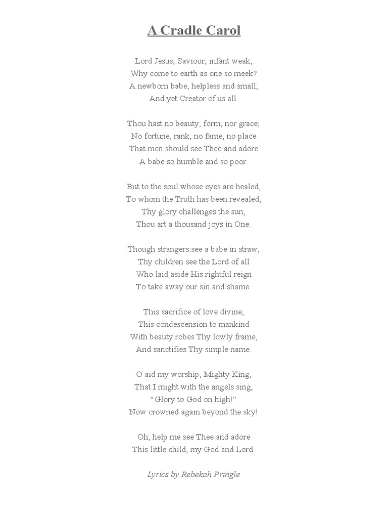 A Cradle Carol: Humble Nativity Poem | PDF | Religion & Spirituality ...