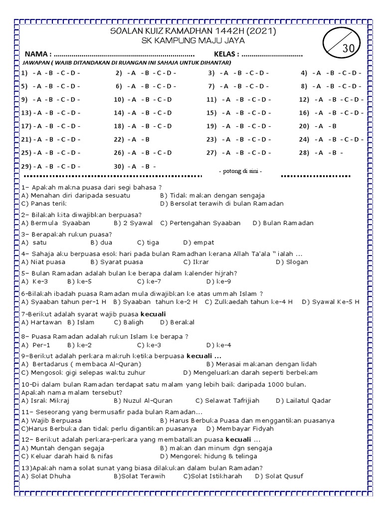 Soalan Kuiz Ramadan | PDF