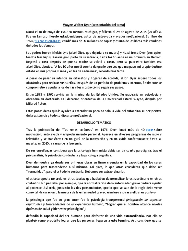 Wayne Walter Dyer | PDF | Sicología | Psicoterapia