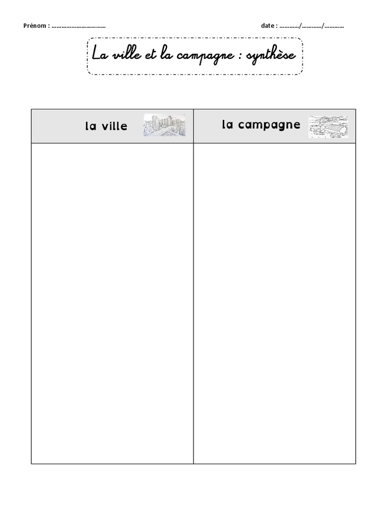 Ville et campagne : exercices et contrôle | PDF