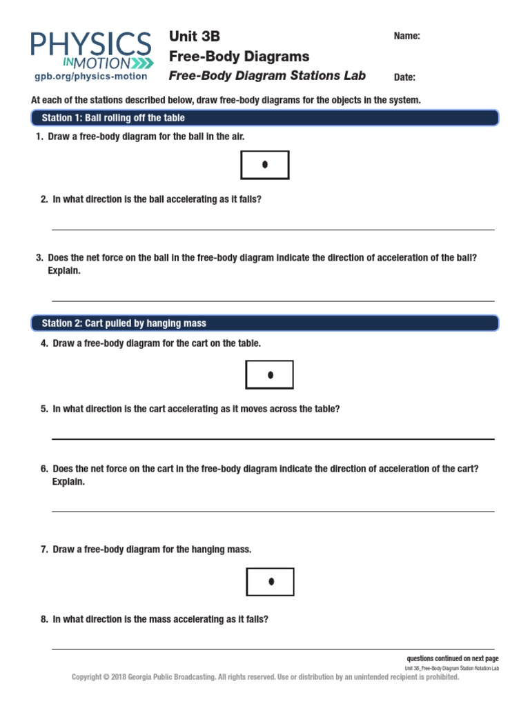 Station Lab - Free - Body - Diagrams - Lab - 0 | PDF | Acceleration | Mass