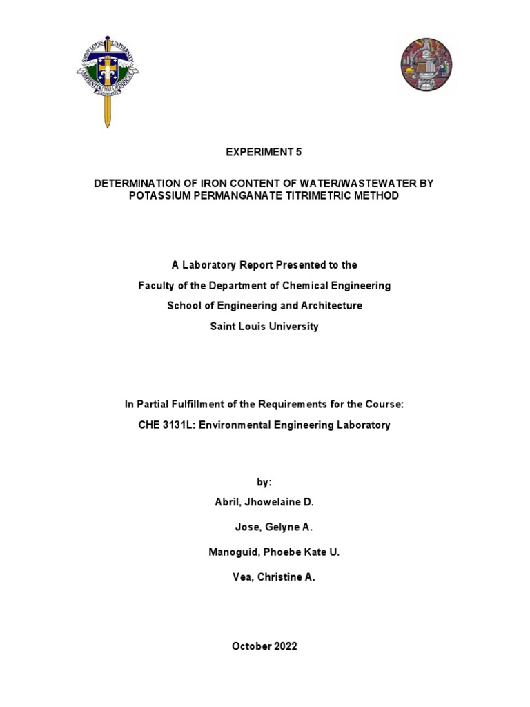 Iron Content in Water Analysis Report | PDF
