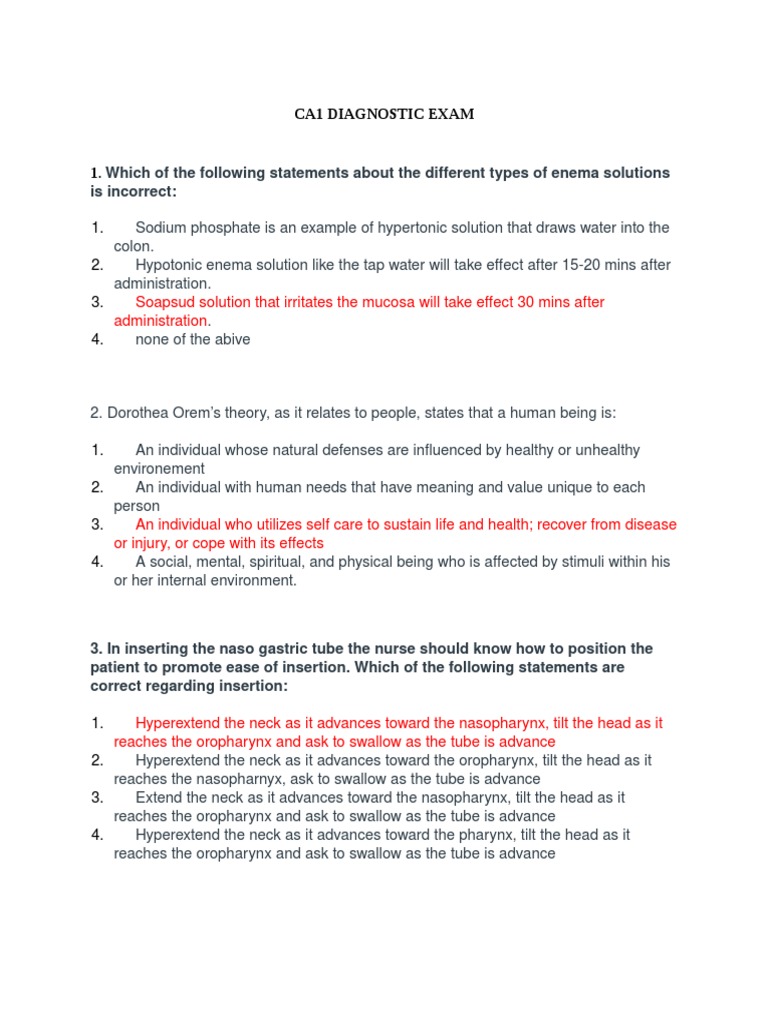 Ca1 Diagnostic Exam | PDF | Vaccines | Nipple