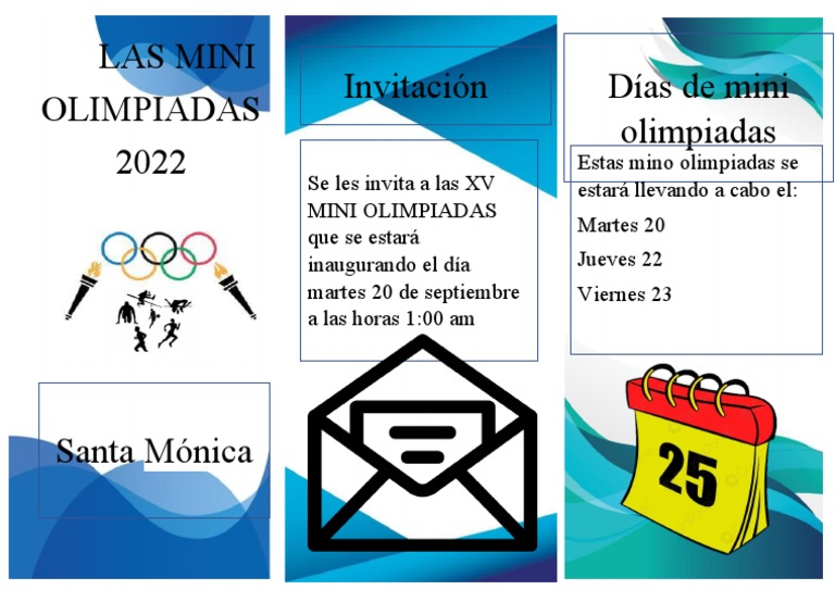Las Mini Olimpiadas 2022 Invitación Días de Mini Olimpiadas | PDF