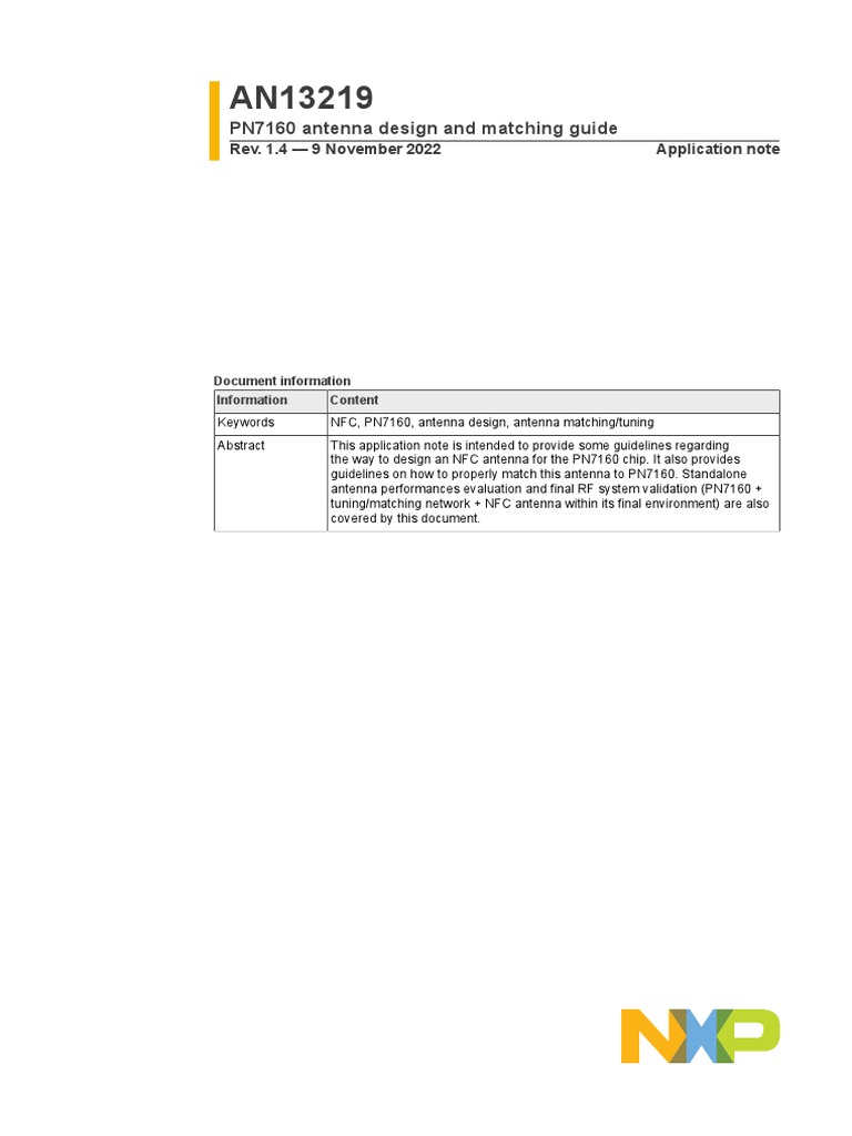 PN7160 Antenna Design and Matching Guide | PDF | Antenna (Radio) | Inductor