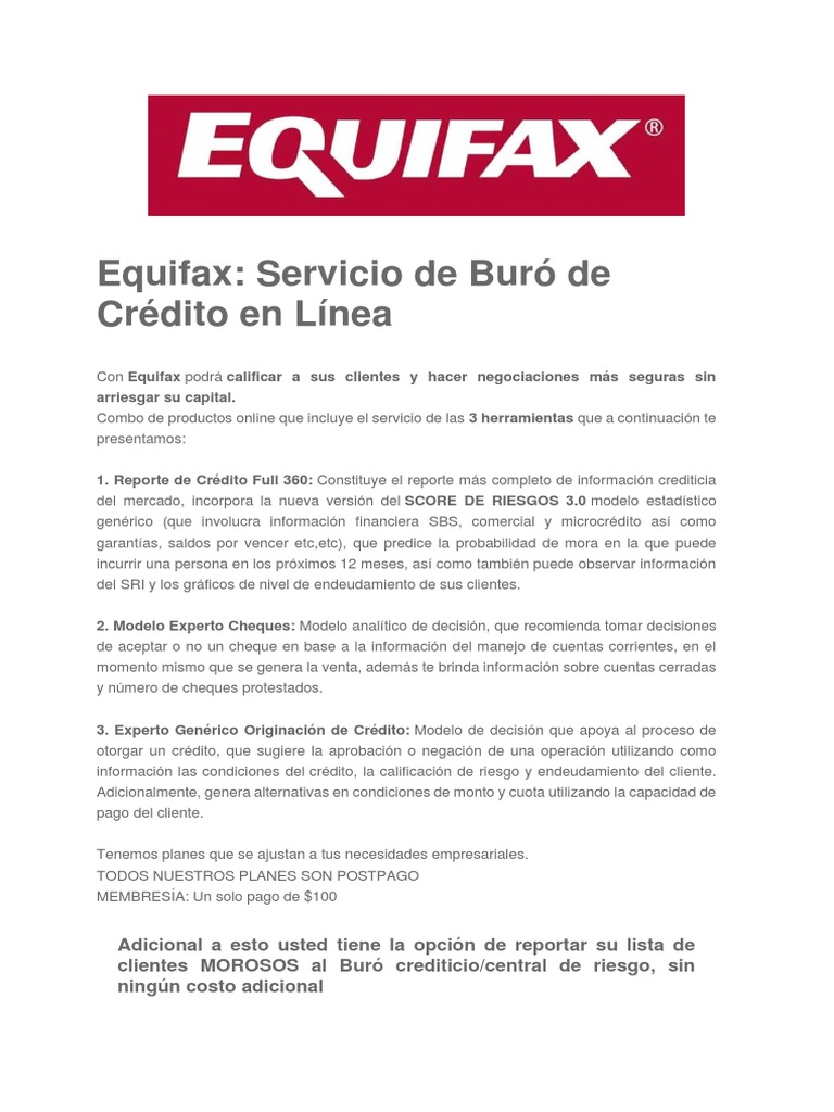 Equifax KIT BURO DE CREDITO | PDF