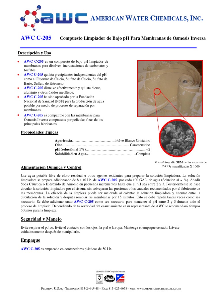 064 - AWC C-205 PDS - Spa | PDF | Agua | Agua potable