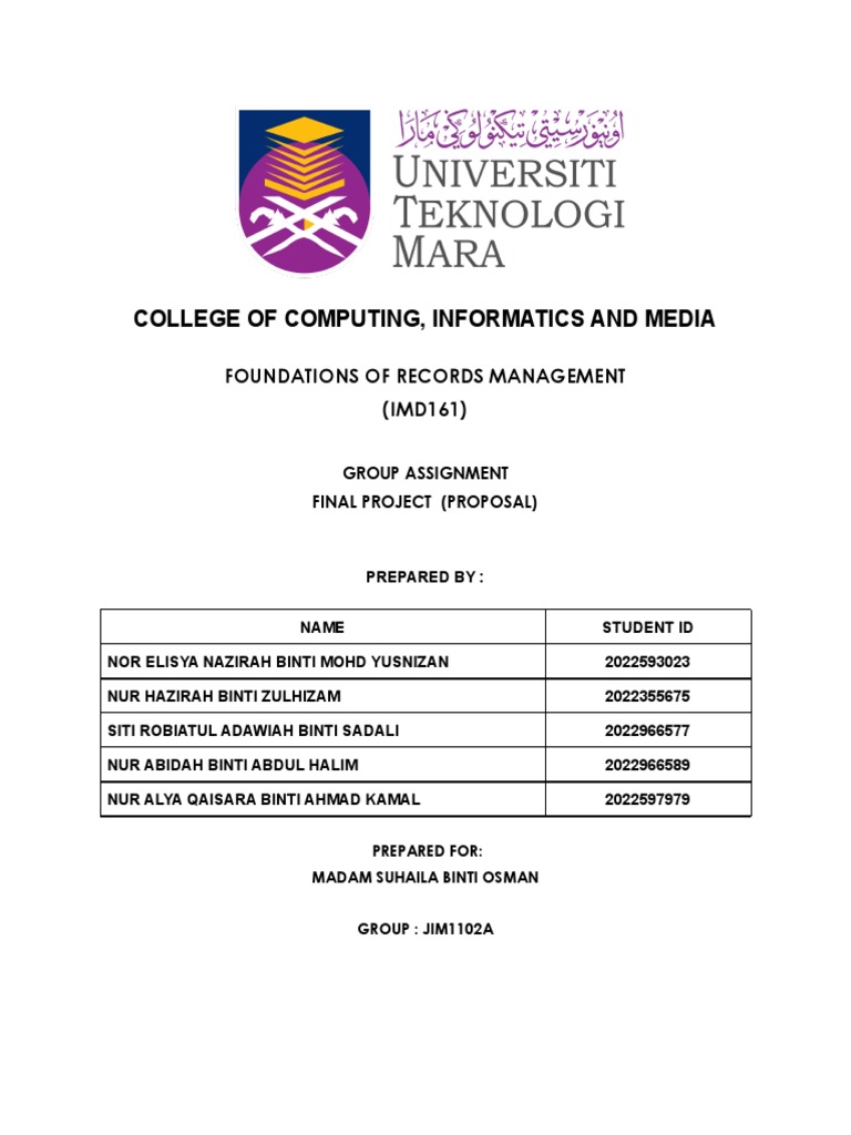 Imd161 Group Assignment | PDF | Image Scanner | Records Management