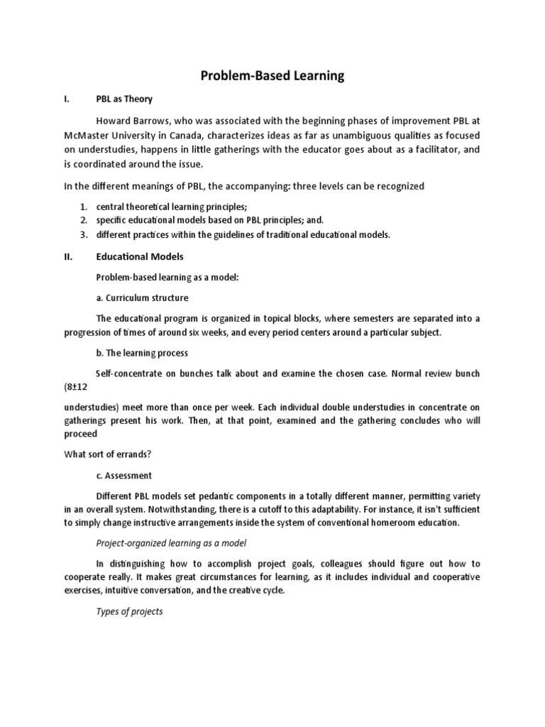 Problem Based Learning Summary | PDF | Learning | Change