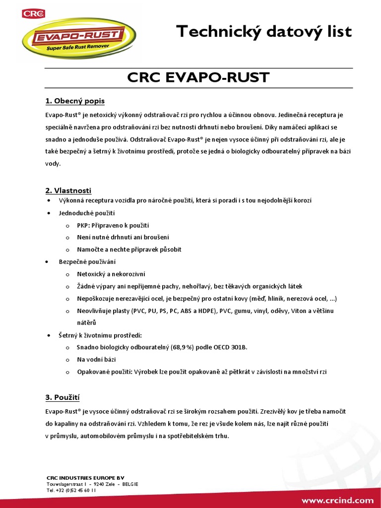 TDS Evapo-Rust CZ | PDF
