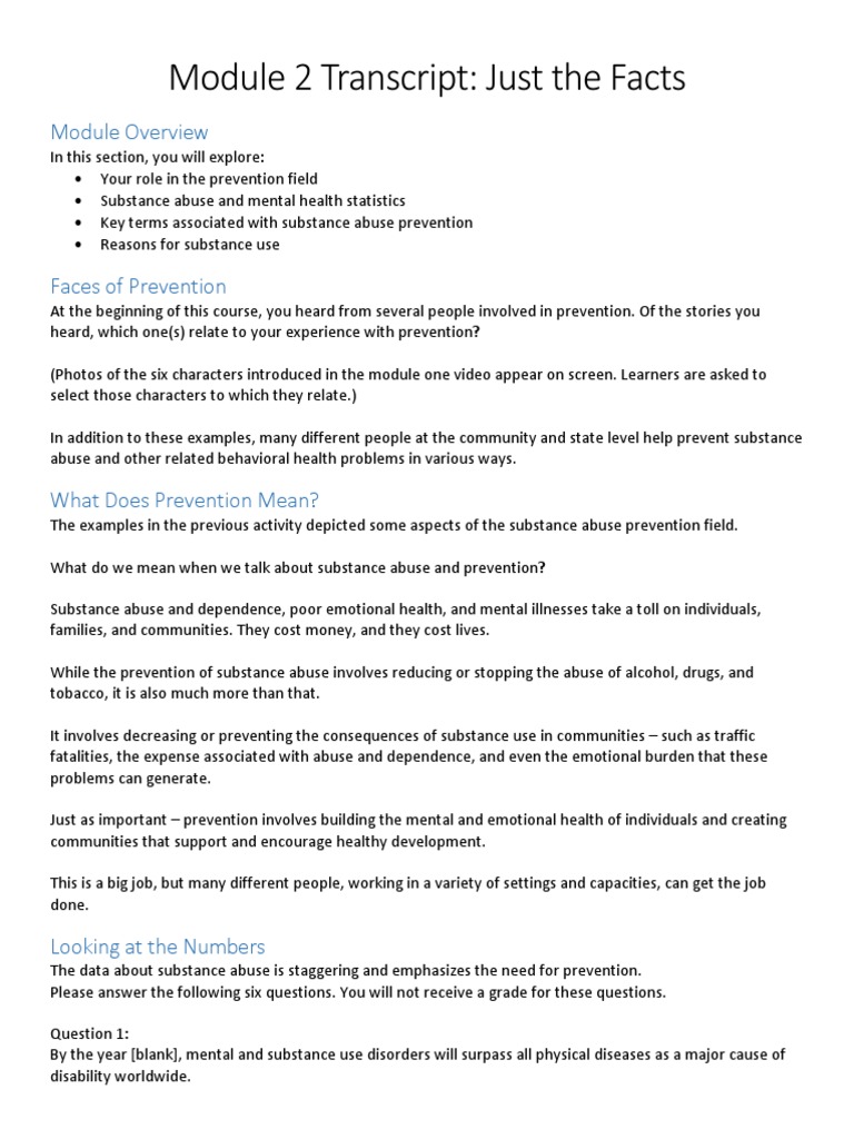 Module 2 Transcript | Download Free PDF | Substance Abuse | Substance Use Disorder
