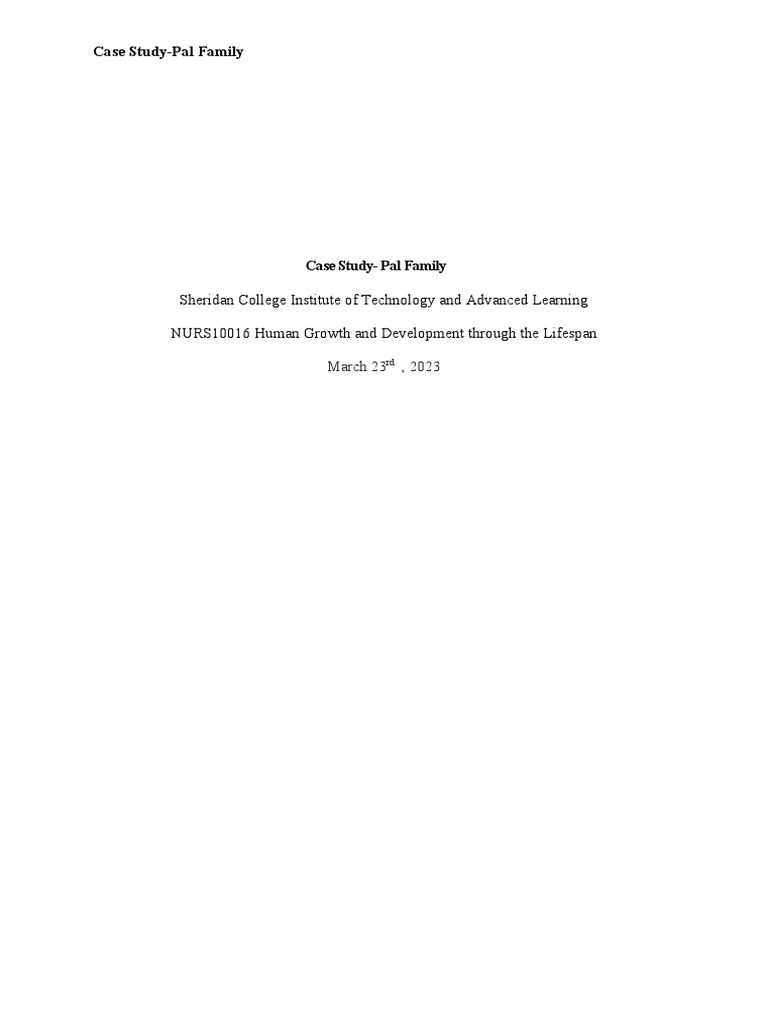 Pal Family Lifespan Case Study | PDF