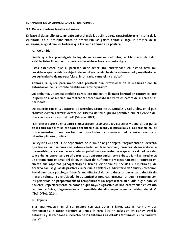 Eutanasia: Países donde es legal | PDF | Cuidados paliativos | Cuidado ...