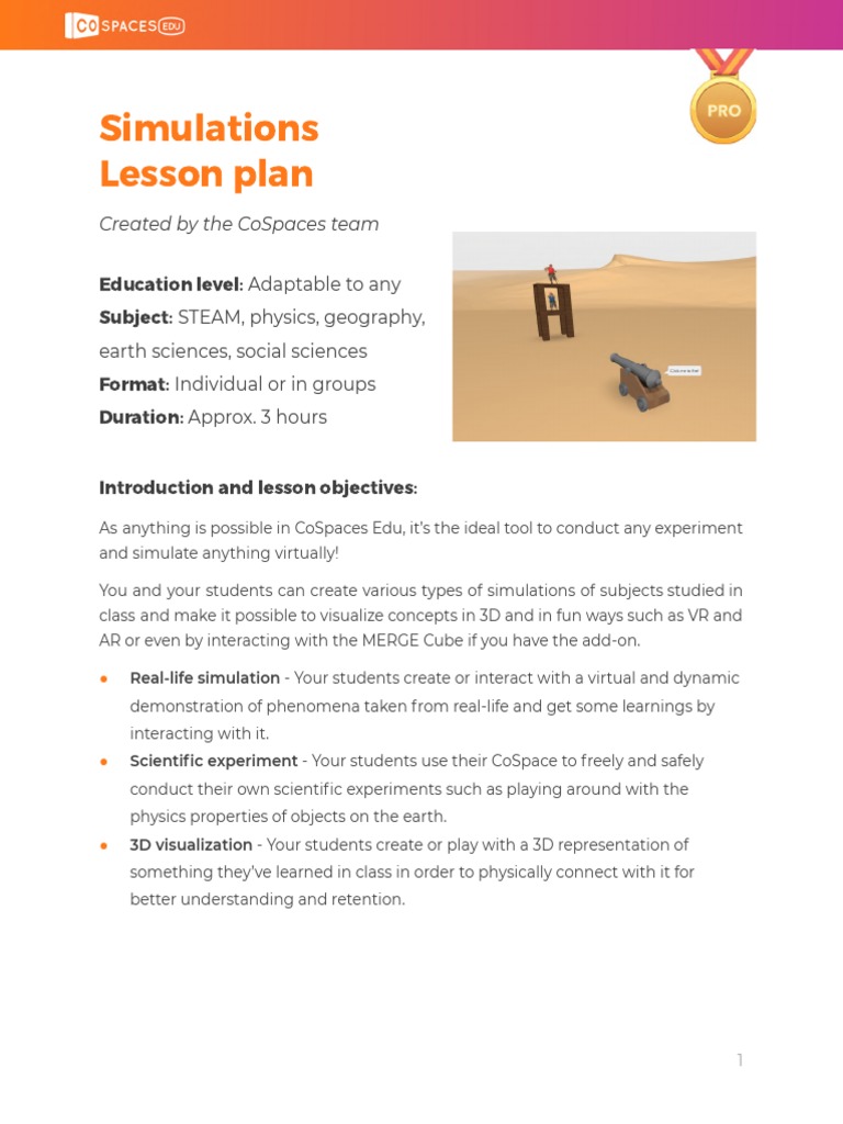 Simulations Lesson Plan | PDF | Simulation | Physics