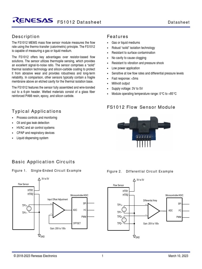 REN FS1012-Datasheet DST 20230310 | PDF | Sensor | Electrical Resistance And Conductance