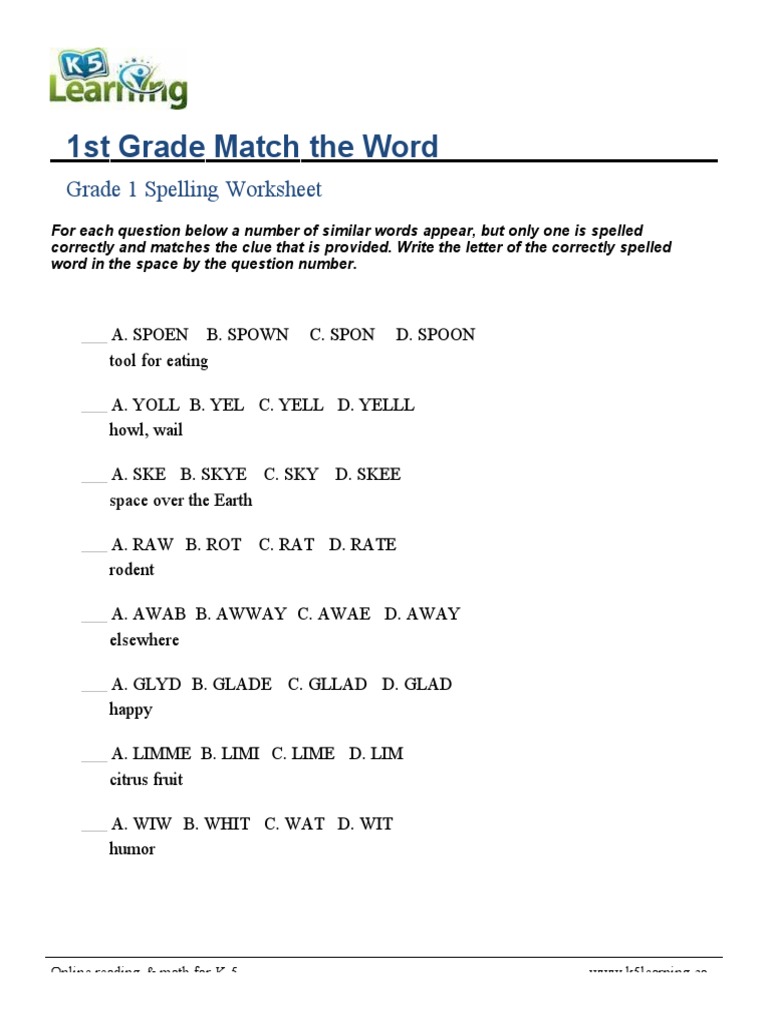 Grade 1 Match Word 2 | PDF | Language Arts & Discipline | Foreign ...