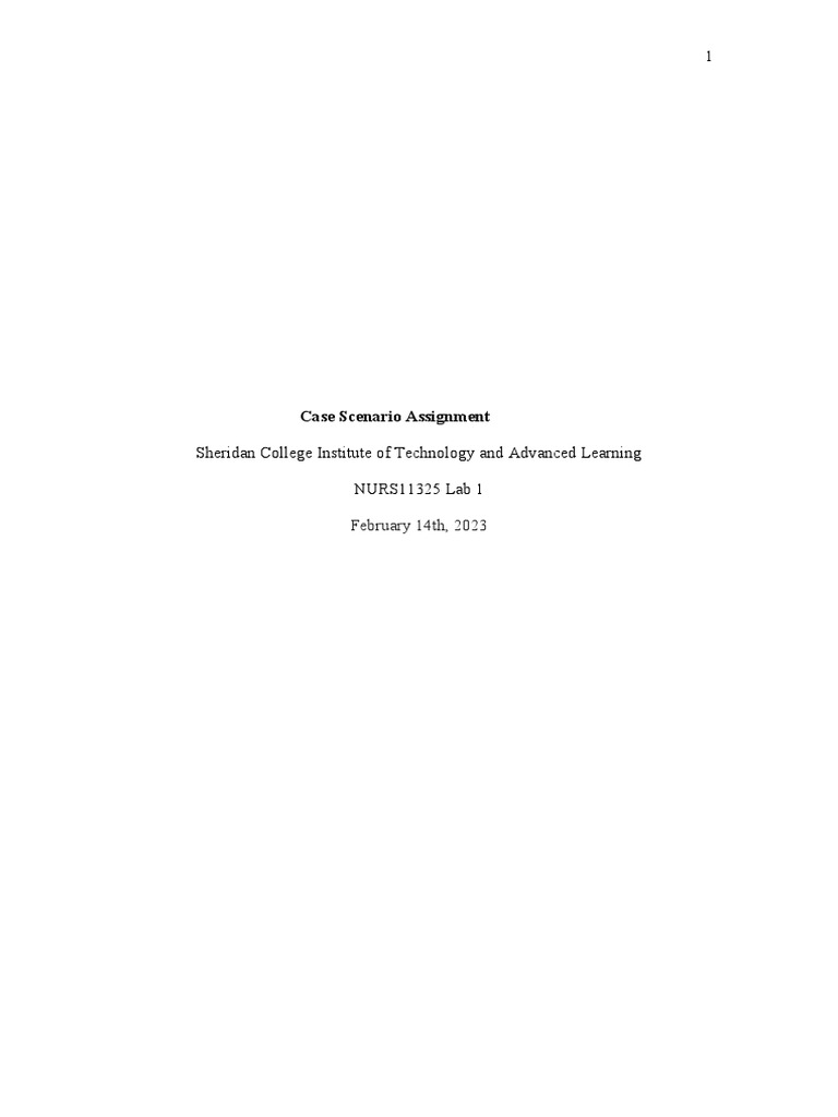 Lab 1 - Clinical Case Scenario Assignment | PDF | Hand Washing ...