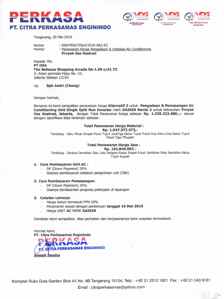 PT OSA-19y05m20d-Proyek OSA KOSTRAD-Pengadaan & Pemasangan Unit AC DAIKIN Split Non Interter ...