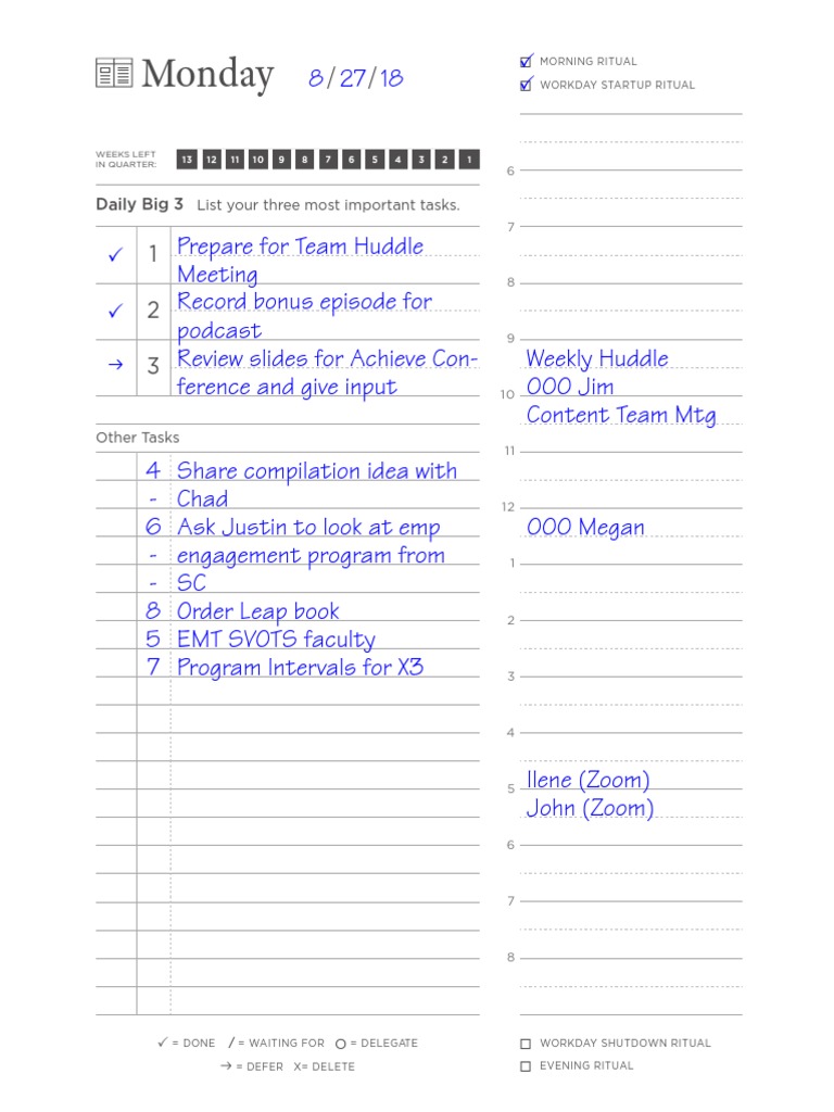 Daily Big 3 F2F V2 | PDF