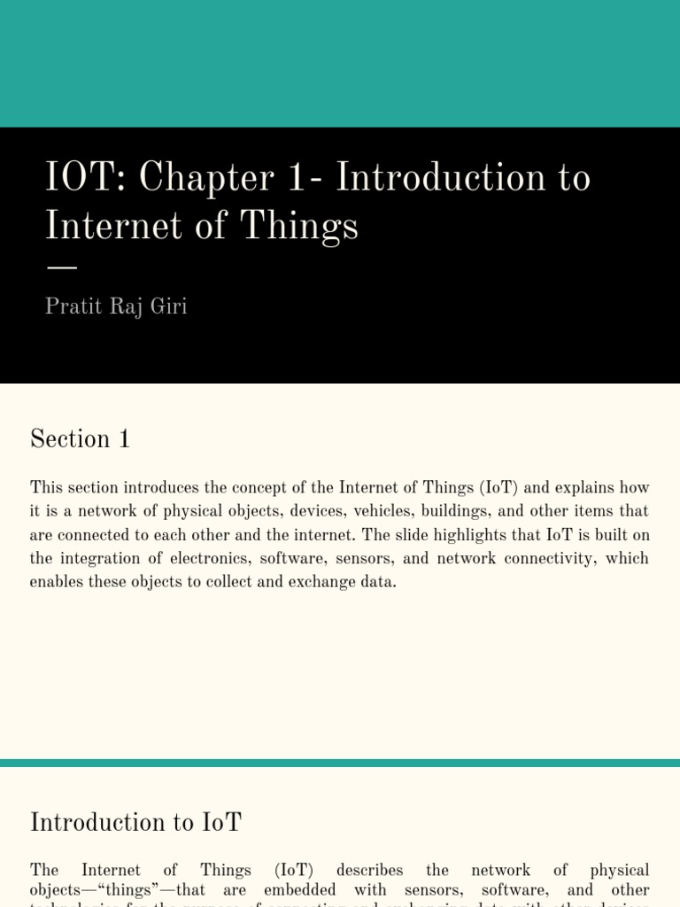 IOT - Chapter 1 - Introduction To IoT | PDF | Internet Of Things | Home Automation