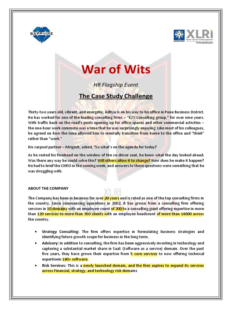War of Wits Case Study - EV23 | PDF | Recruitment | Consultant