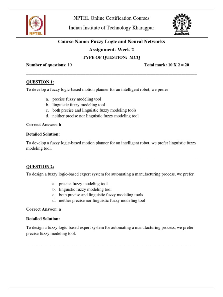 Assignment - 2023 - Week - 2-With Solution PDF | PDF | Fuzzy Logic | Statistics