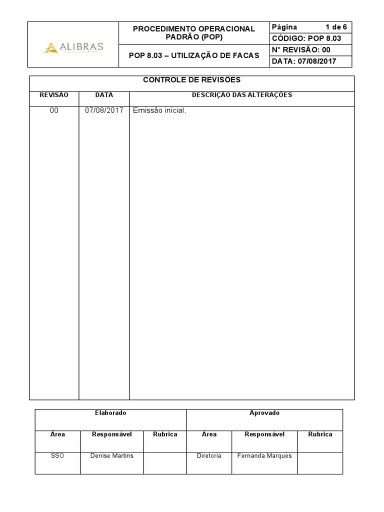 Modelo de Procedimento Operacional Padrao | PDF | Faca