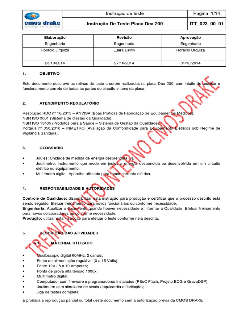 3 - Itt 023 - 00 - 01 - Procedimento de Teste Da Placa Dea 200 | PDF ...