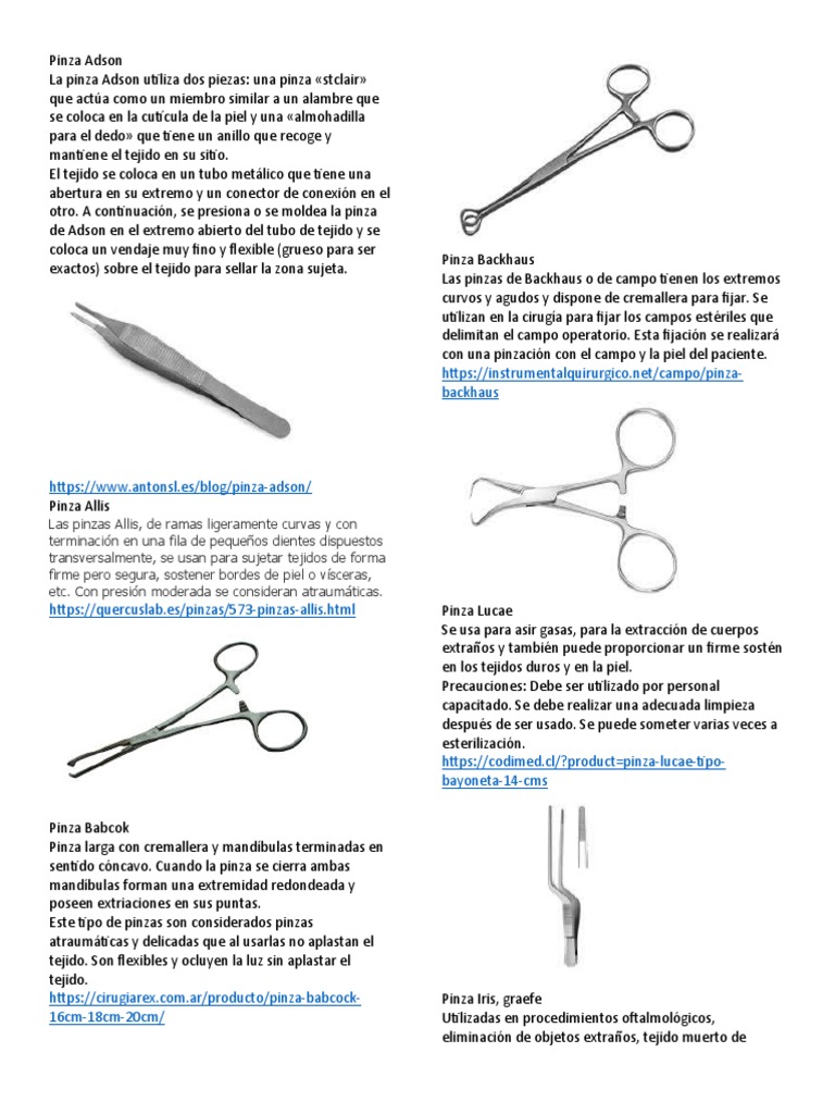 Pinzas | PDF | Cirugía | Hemostasia