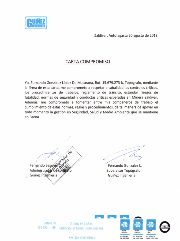 Carta de Compromiso | PDF